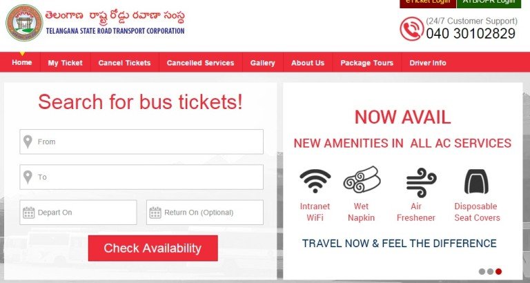 TSRTC Online Booking - Online Bus Ticket Reservation
